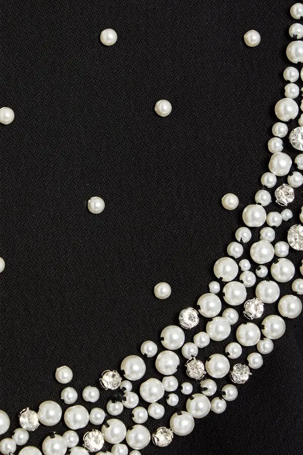 Badgley Mischka Embellished Crepe Midi Dress