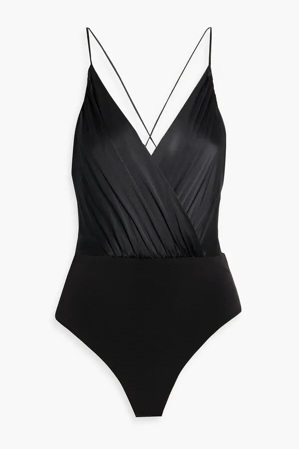 Alice + Olivia Callie Wrap-effect Silk-blend Bodysuit