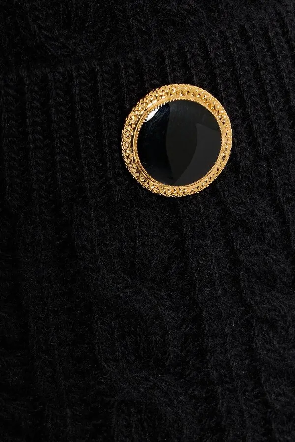 Alessandra Rich Cable-knit Wool Mini Skirt - Black