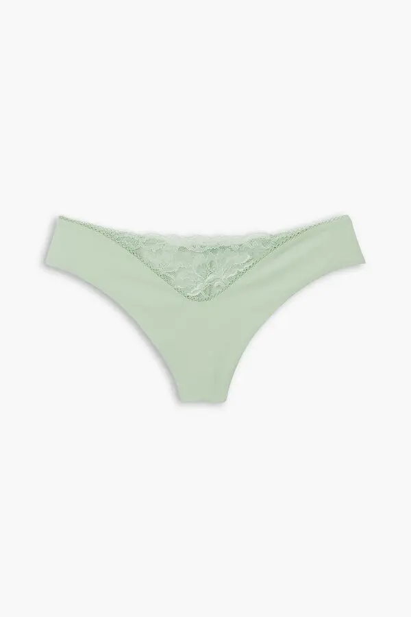 La Perla Good Vibrations Jersey And Stretchlace Thong - Mint