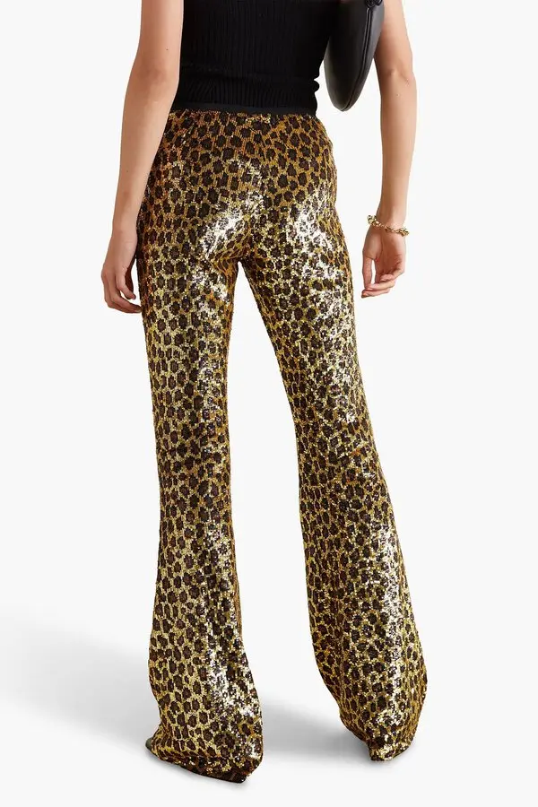 Michael Kors Leopard-print Sequined Flared Pants