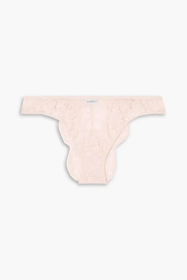 La Perla Fall In Love Cottonblend Leavers Lace And Stretchtulle Briefs - Blush