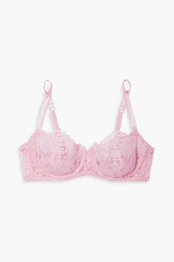 I.D. Sarrieri Emma Corded Lace And Tulle Underwired Balconette Bra - Baby Pink