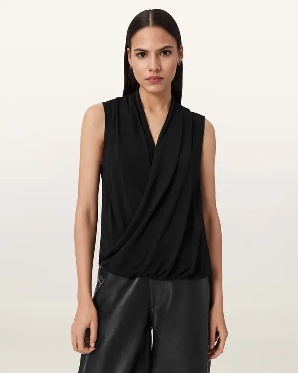 ALLSAINTS Adaline V-neck Wrap Top - Black