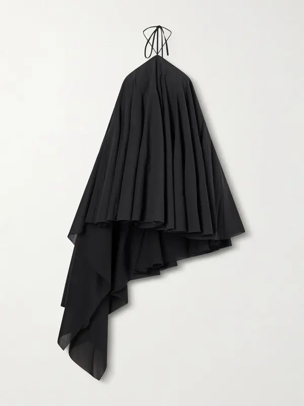 Jacquemus Asymmetric Halterneck Cotton-blend Crepon Dress - Black