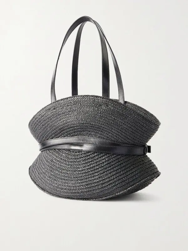 Balmain Shuffle Medium Raffia Shoulder Bag - Black