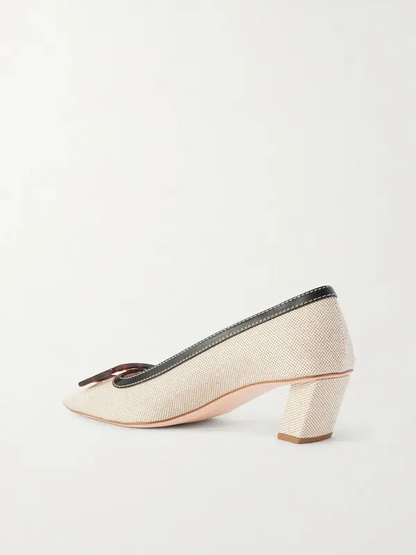ROGER VIVIER Belle Vivier 45 Buckled Canvas Pumps - Neutrals