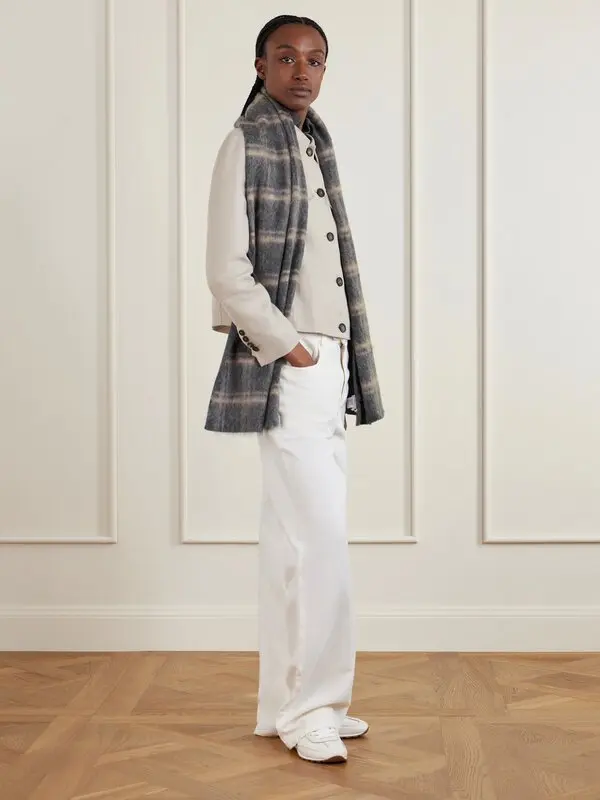 Brunello Cucinelli Checked Brushed-knit Scarf