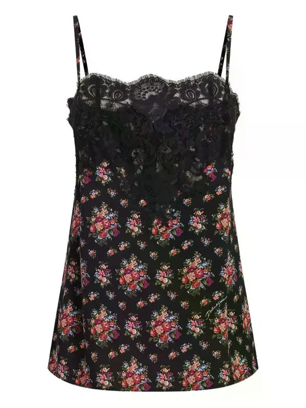 Dolce & Gabbana Lace-trimmed Floral Tank Top