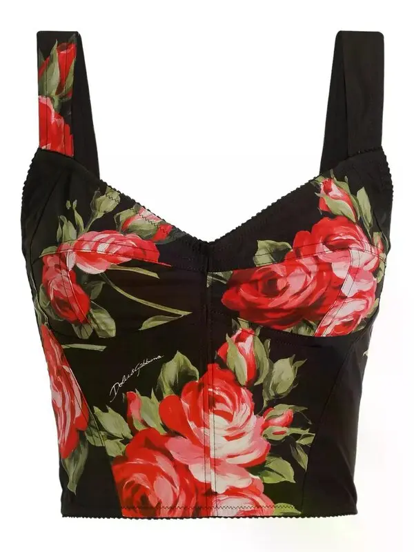 Dolce & Gabbana Floral-print Top - Black