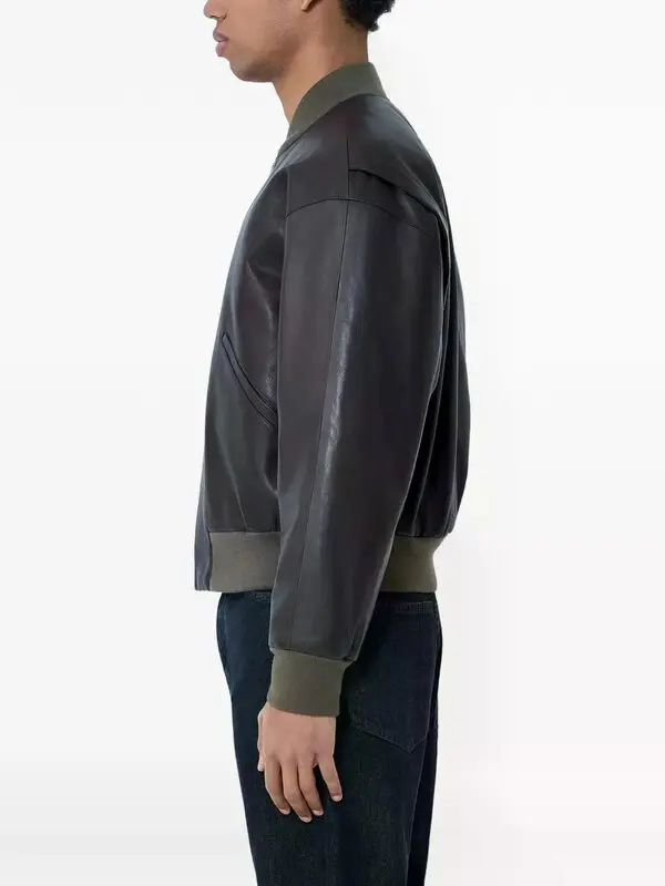 THE ROW Ribbed-collar Leather Bomber Jacket