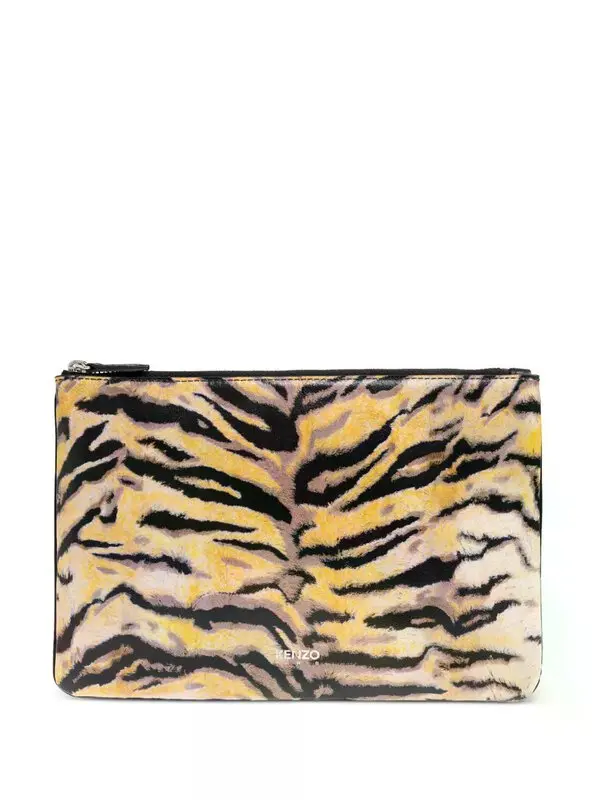 Kenzo Tiger Stripe Zip Pouch - Yellow