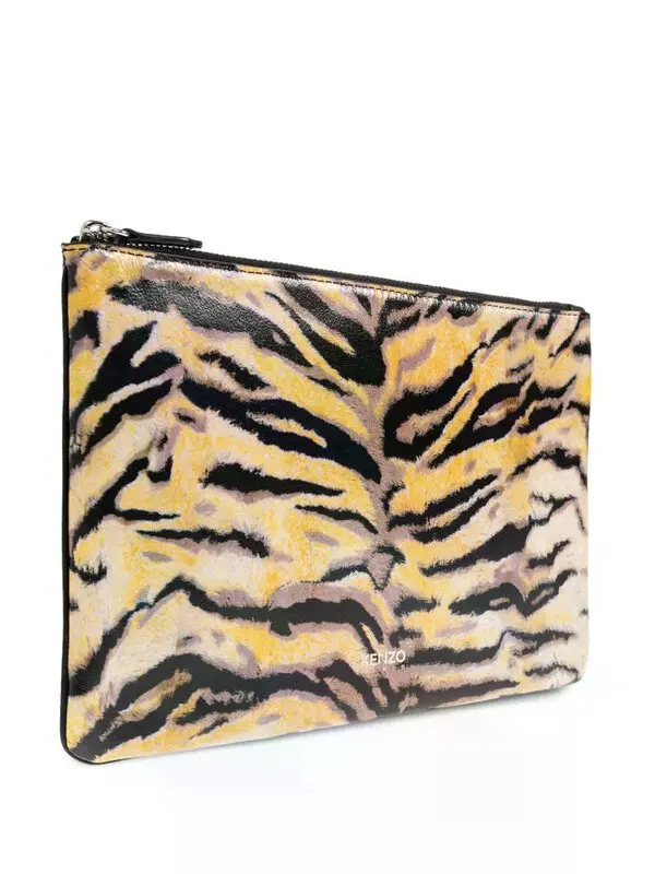 Kenzo Tiger Stripe Zip Pouch - Yellow