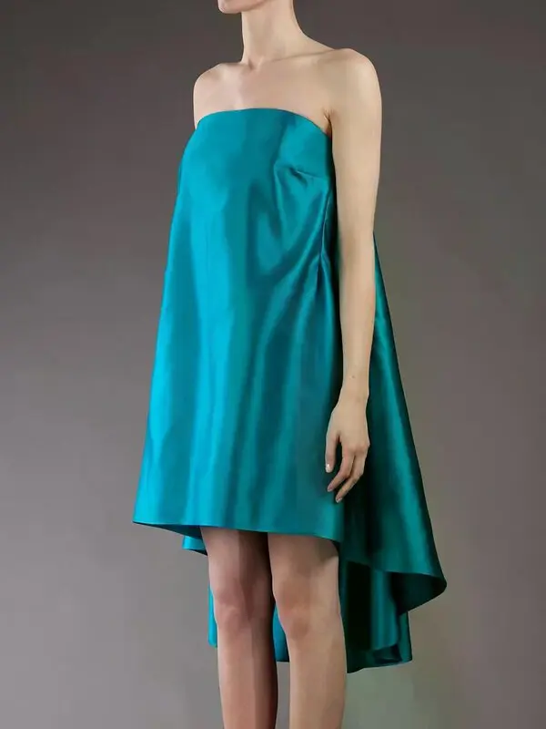 JIL SANDER Silk Strapless Dress With Cape Detail