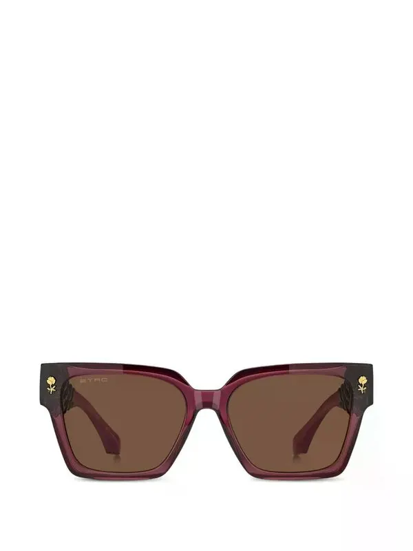 Etro Flower-detail Square Frame Sunglasses - Purple
