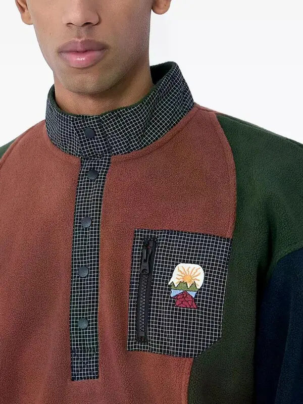 BRAIN DEAD Contrasting-panel Button-placket Sweatshirt