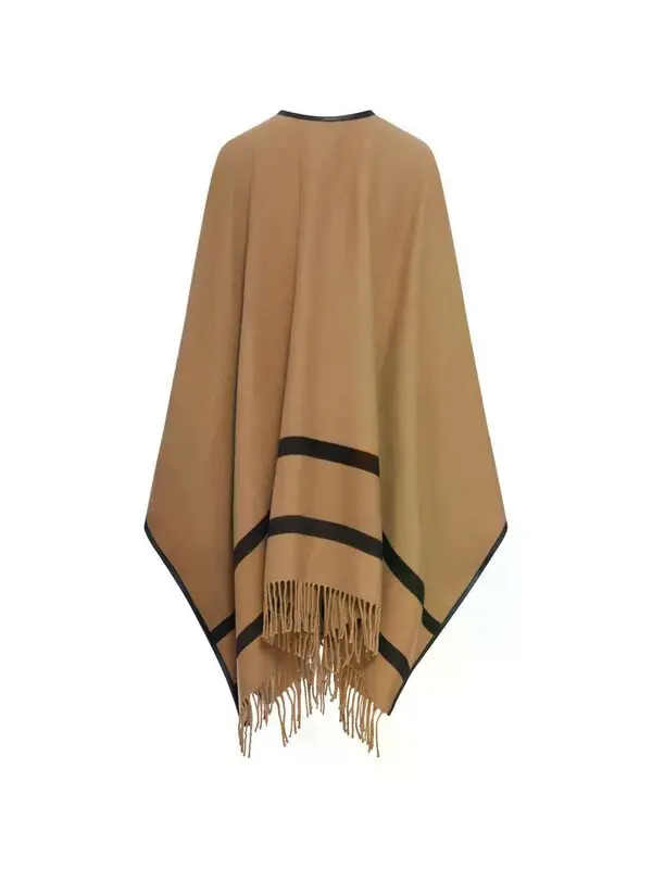 Max Mara Hilde Fringed Logo Poncho