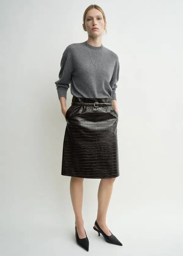 TOTEME Paneled Croco-embossed Skirt