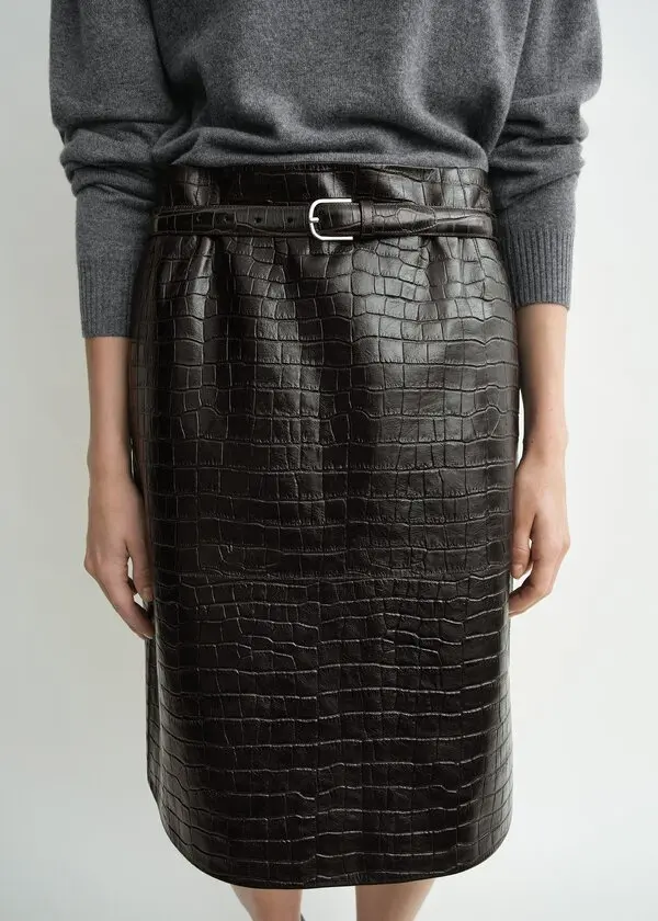 TOTEME Paneled Croco-embossed Skirt