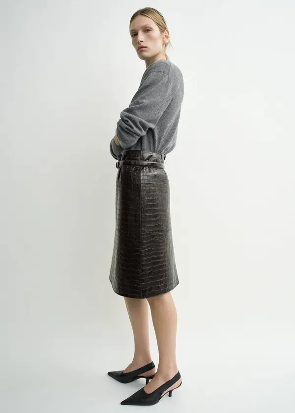 TOTEME Paneled Croco-embossed Skirt