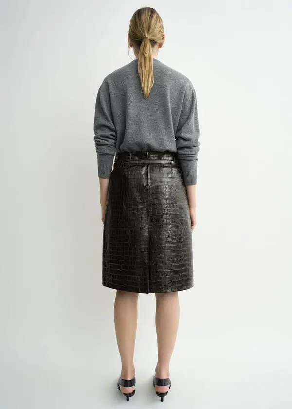 TOTEME Paneled Croco-embossed Skirt