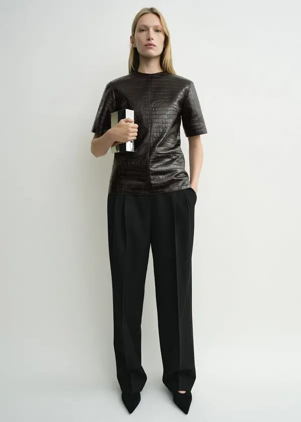 TOTEME Croco-embossed T-shirt - Brown