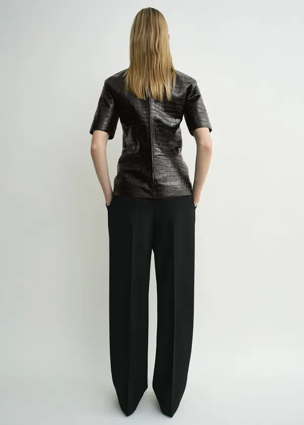 TOTEME Croco-embossed T-shirt - Brown