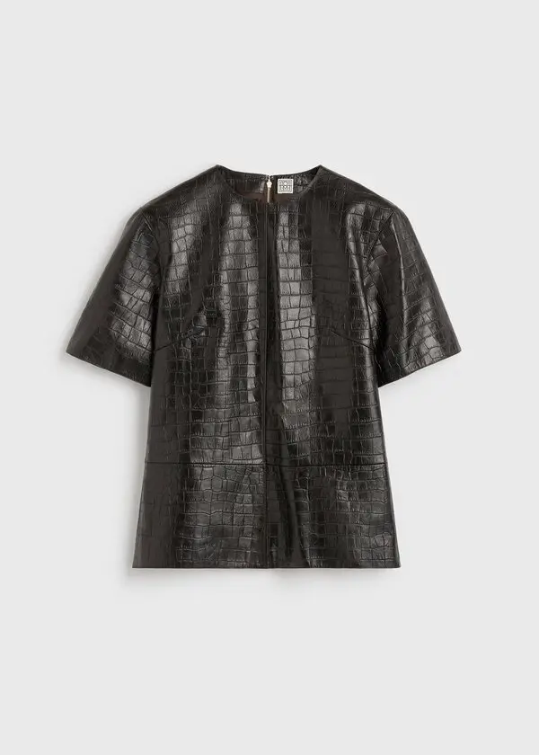 TOTEME Croco-embossed T-shirt - Brown