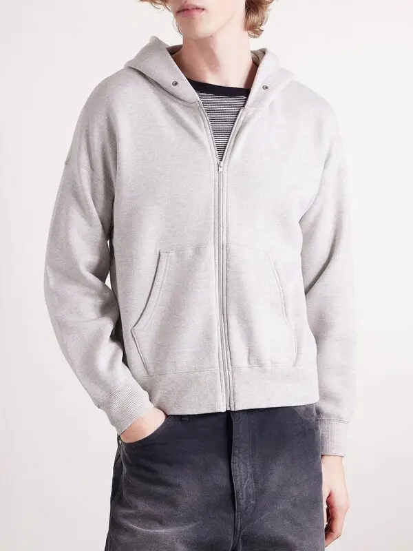 Visvim Jumbo Wool And Cotton-blend Jersey Zip-up Hoodie - Gray