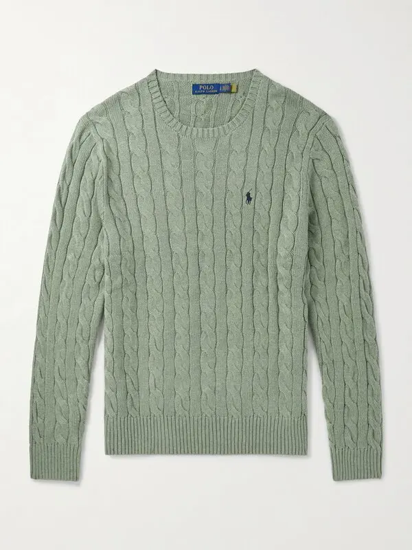 Polo Ralph Lauren Cable Knit Cotton Sweater - Green