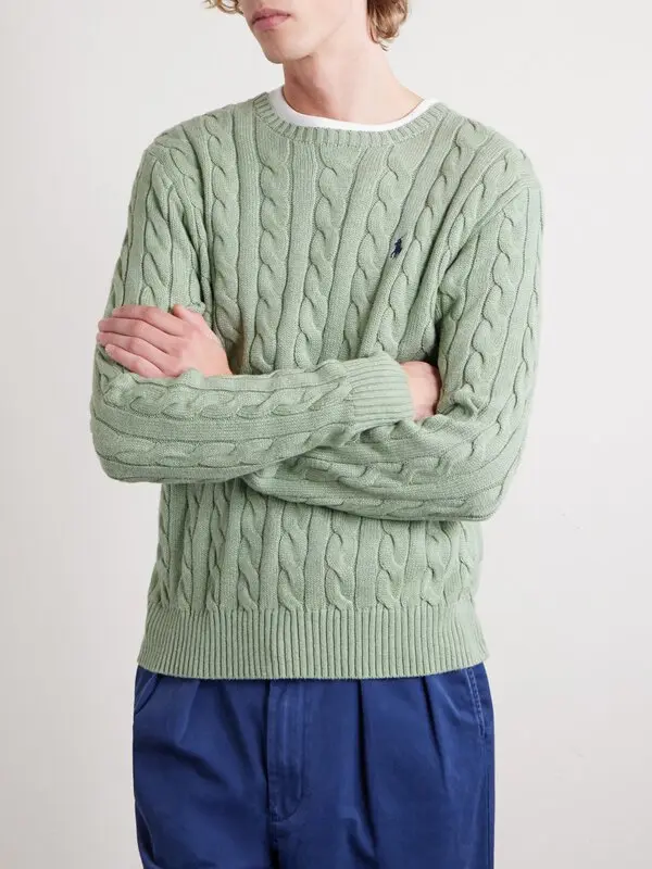 Polo Ralph Lauren Cable Knit Cotton Sweater - Green