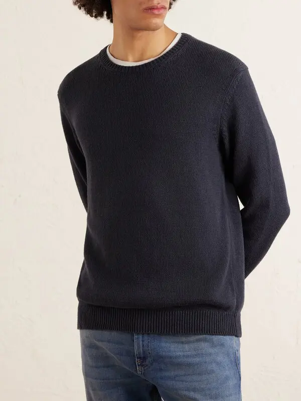 Eleventy Cotton And Silk-blend Sweater - Neutrals