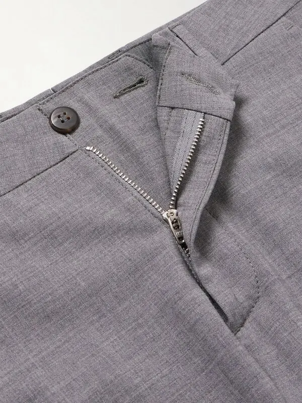 Eleventy Slim-fit Tapered Stretch-wool Flannel Trousers - Gray
