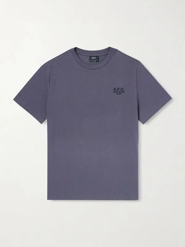 A.p.c. Logo-embroidered Cotton-jersey T-shirt - Gray