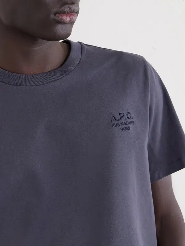 A.p.c. Logo-embroidered Cotton-jersey T-shirt - Gray
