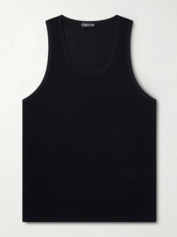 TOM FORD Open-knit Cotton Tank Top - Black