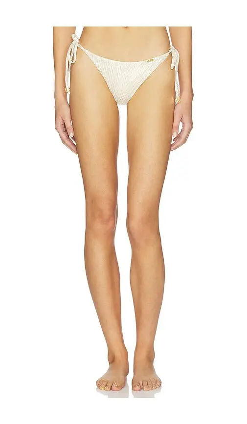 Luli Fama Seamless Ruched Back Brazilian Tie Bottoms - Gold