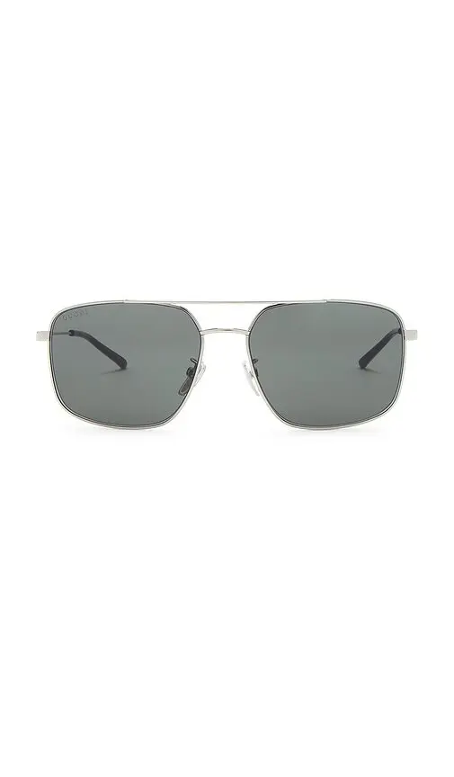 Gucci Web Stripe Rectangular Sunglasses - Silver & Grey