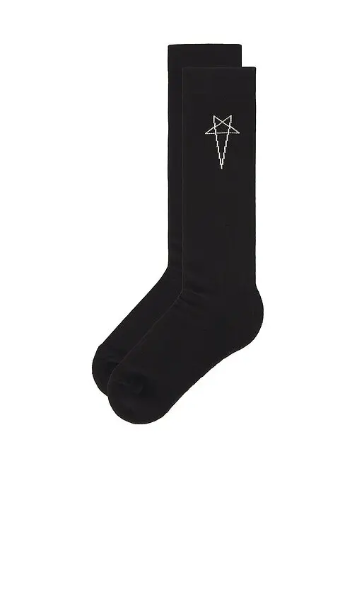 Rick Owens Pentagram Knee High Socks - Black & Pearl