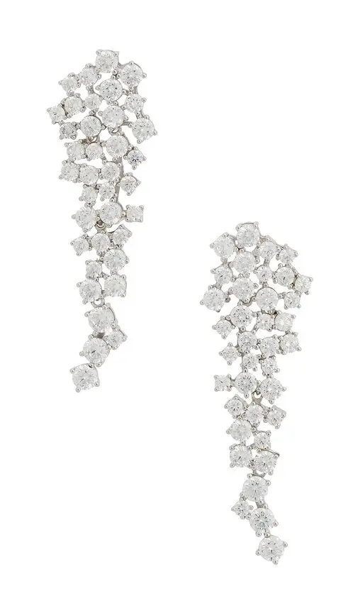 Shashi Argent Pave Dangle Earrings - Silver