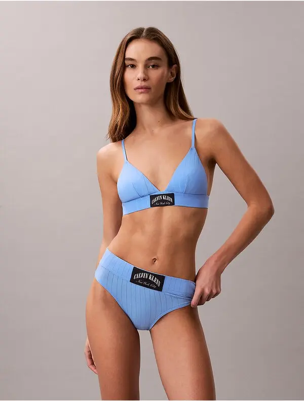 Calvin Klein Heritage Classic Cotton Stretch Lightly Lined Triangle Bralette - Blue Descent