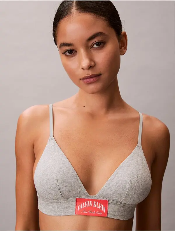 Calvin Klein Heritage Classic Cotton Stretch Lightly Lined Triangle Bralette - Grey Heather
