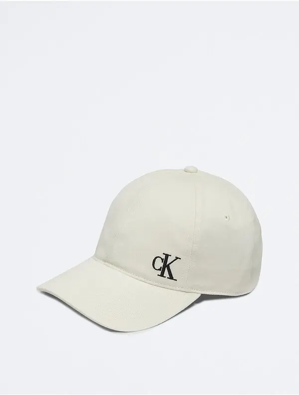 Calvin Klein Brushed Cotton Twill Baseball Cap - Bone White