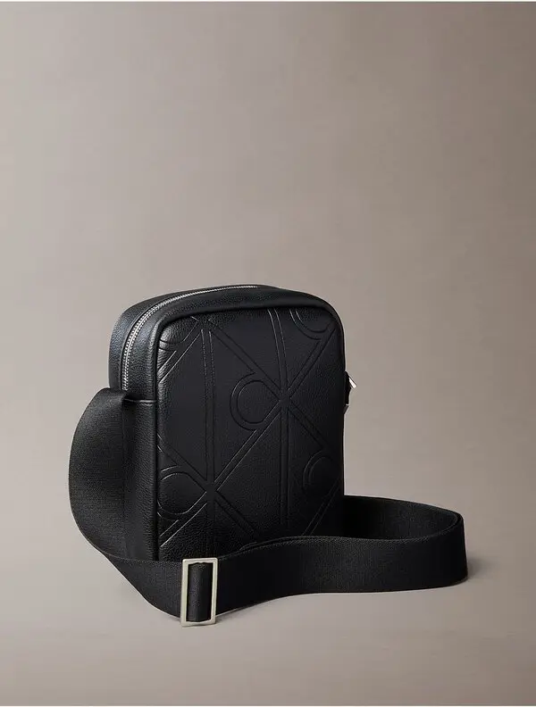 Calvin Klein Allover Embossed Emblem Logo Reporter Bag