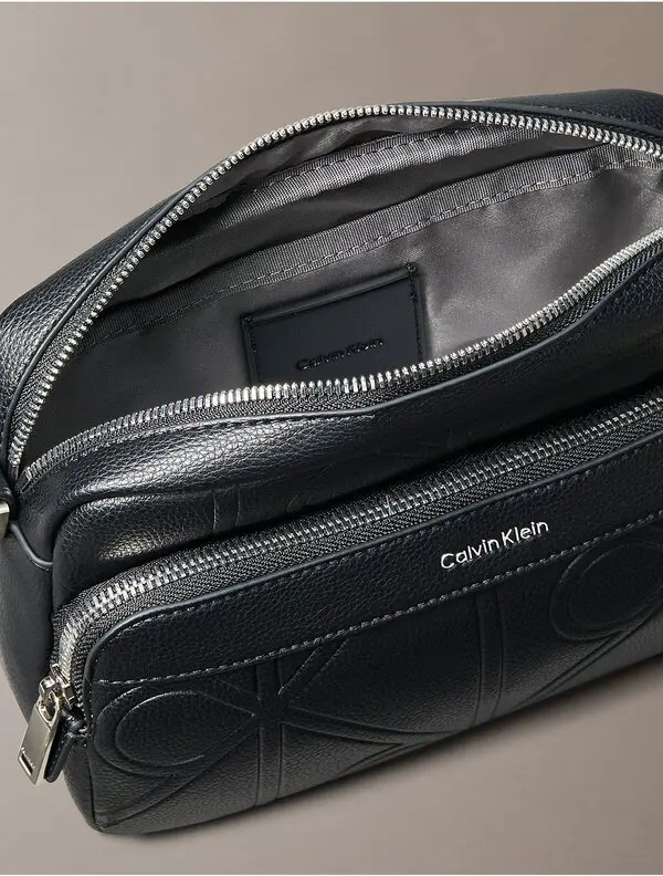 Calvin Klein Allover Embossed Emblem Logo Camera Bag