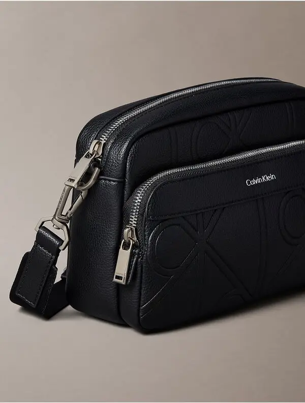 Calvin Klein Allover Embossed Emblem Logo Camera Bag