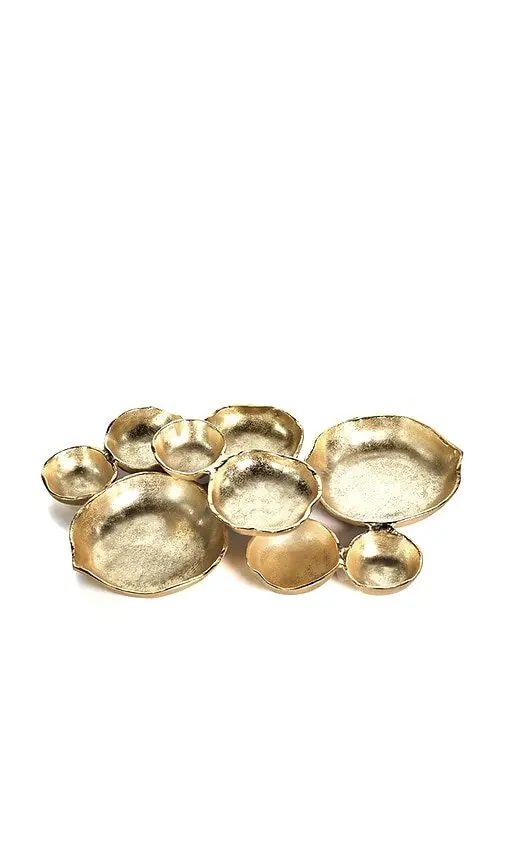 THE FAVORITES Cluster Of Nine Round Serving Bowls In Metallic Bronze - Gold