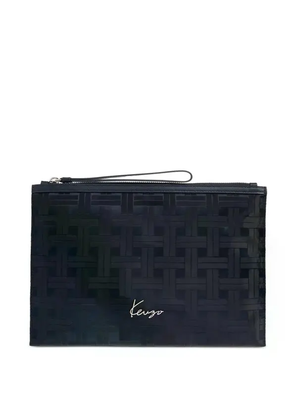 Kenzo Logo-print Zip Clutch - Blue