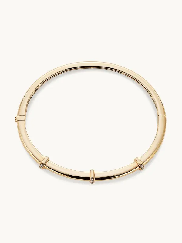 GWYN Vasco Pavé-loop Bangle - Yellow Gold,white Diamonds