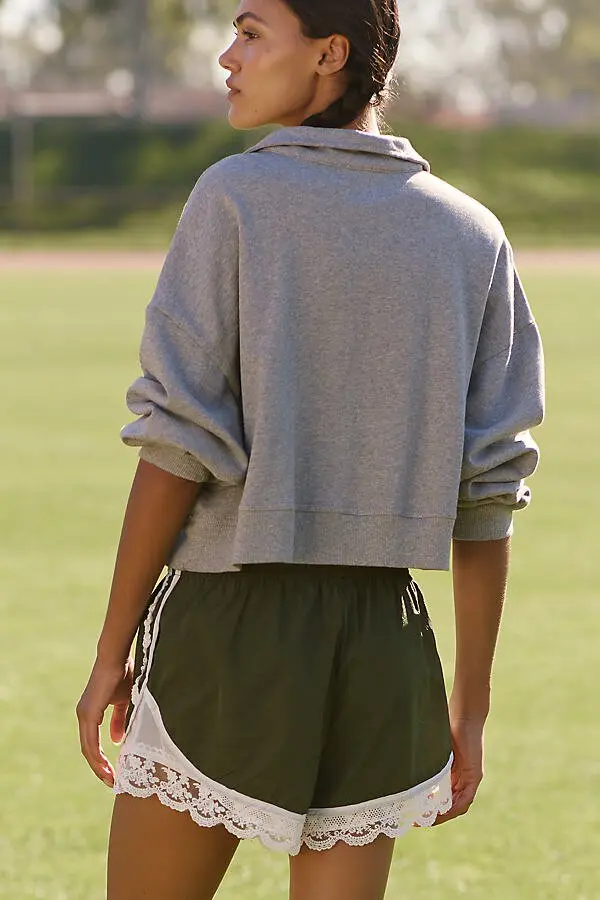 Daily Practice Long Jump Lace-trim Shorts - Olive